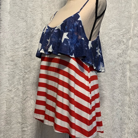 Fantastic Fawn | Tops | American Flag Patriotic July 4th Ruffle Tank ...
